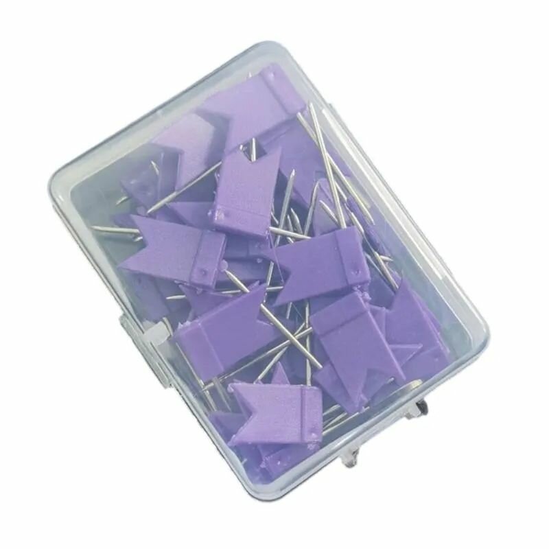 (50 шт.) Кнопки-флажки для пробковой доски Фиолетовые