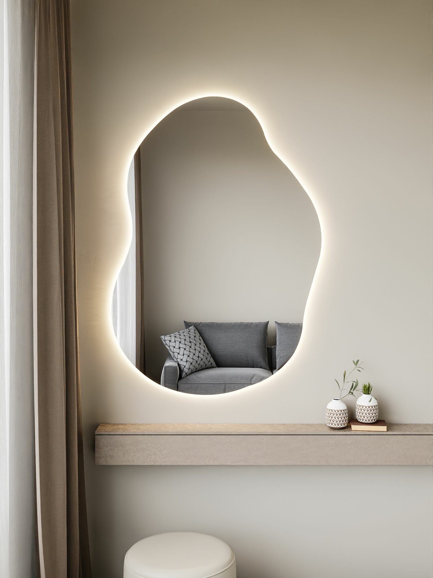 Зеркало настенное 140х100 см. BLX MIRROR М1 фигурное с подсветкой нейтральный свет 4500К