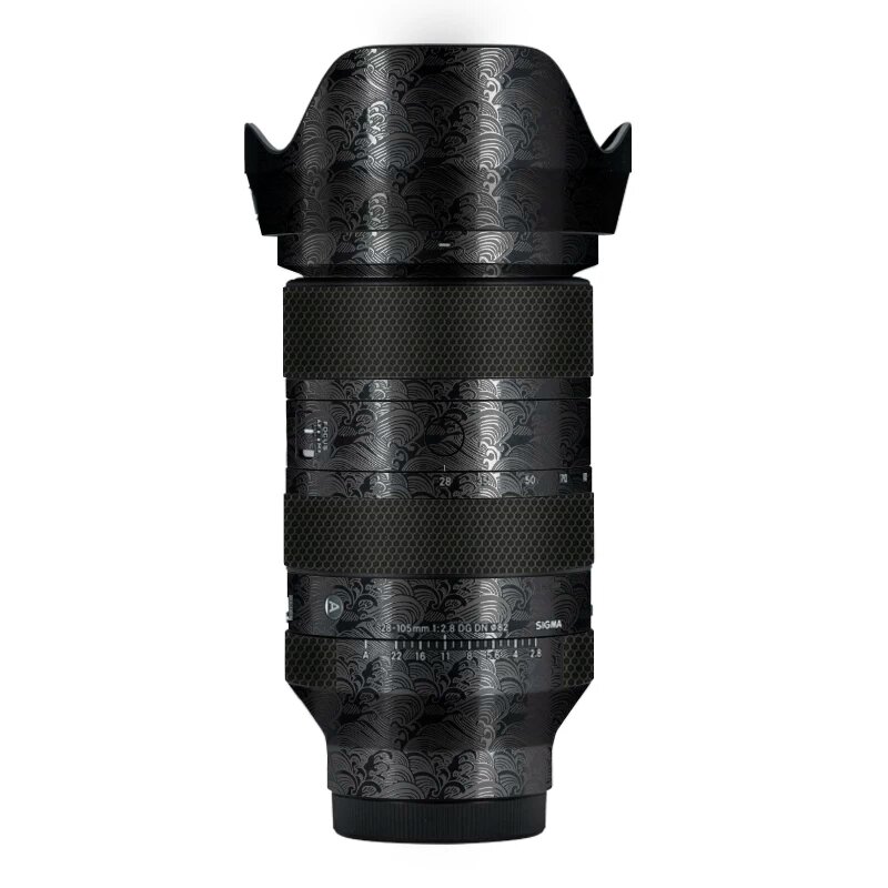 Защитная пленка для объектива Sigma 28-105mm f/2.8 DG DN с узором волн для Sony E/L Mount черного цвета