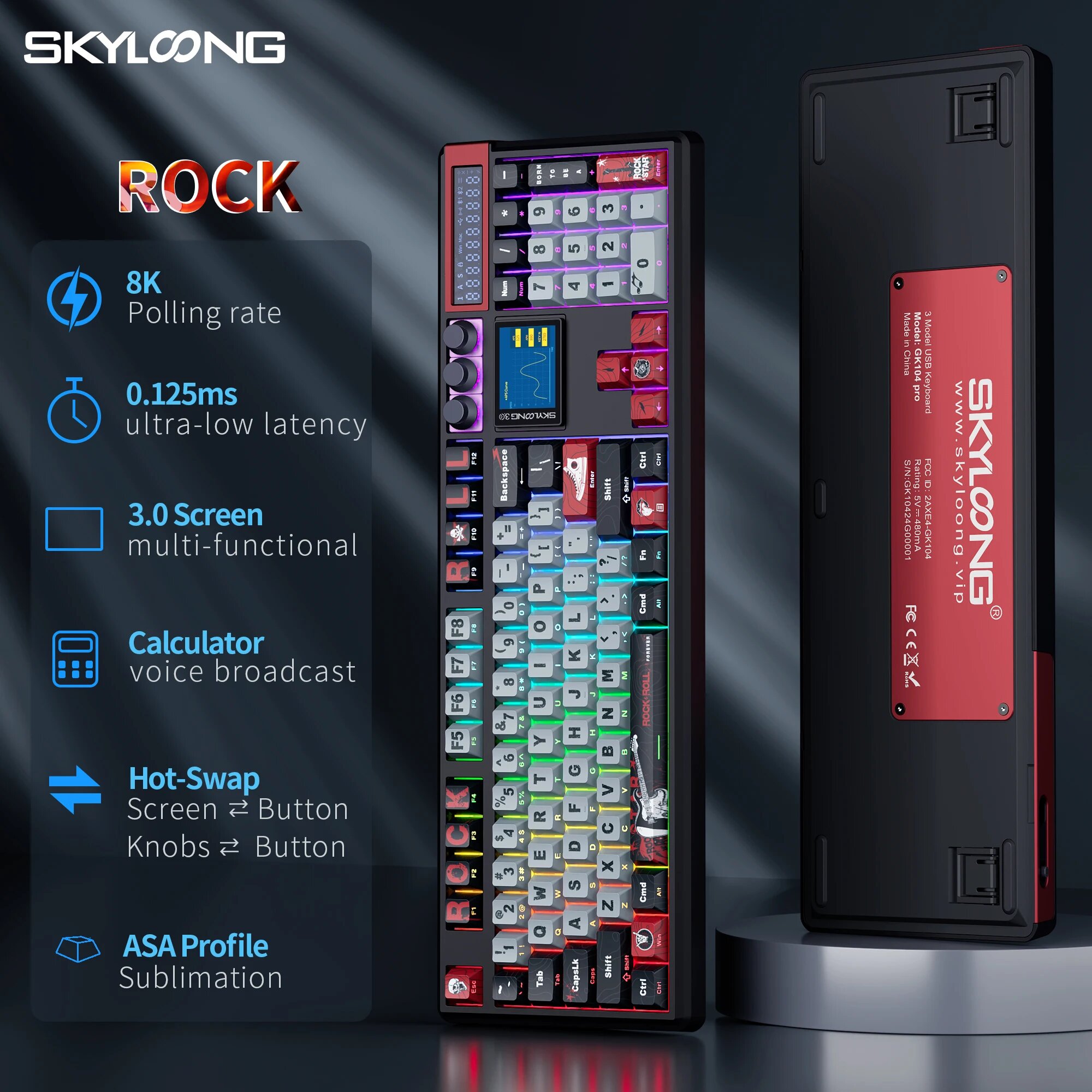 SKYLOONG Rock-ASA Механическая Клавиатура Silent CuCl2