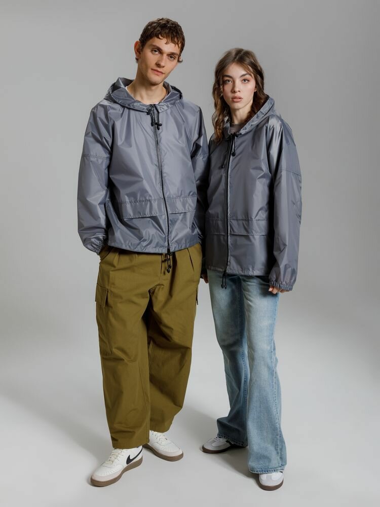 Дождевик плащ мужской, с капюшоном, для рыбалки, демисезонный, туристический, ветровка molti Kivach Promo, серый, размер M