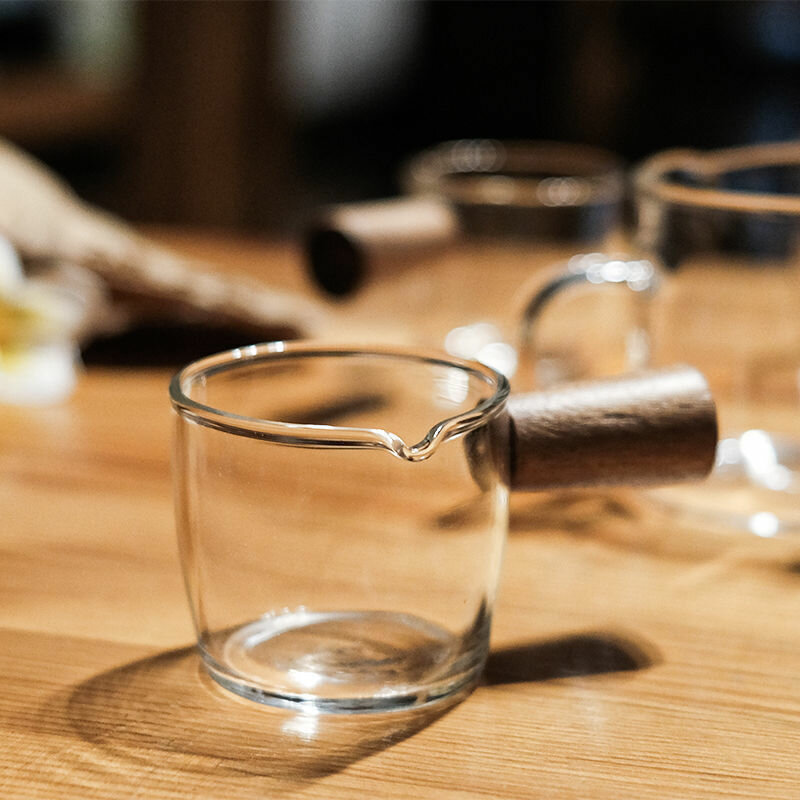 Дождь мелкая музыкальная кофейная чашка стеклянная со шкалой для экстракции эспрессо мерная чашка с деревянной ручкой