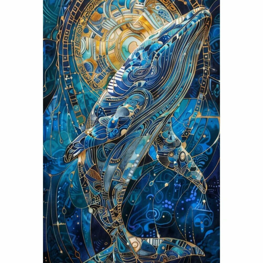 Алмазная Мозаика "Абстракция Космос Кит" 40*50 См, Безрамная, Идеальна Для Дома, Украшения, Подарков.