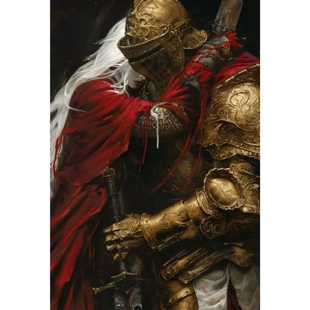 Алмазная Мозаика "Темная Фэнтези Игра Dark Souls" 40х50 См Алмазная Вышивка / Картина Стразами Подарков / Украшения