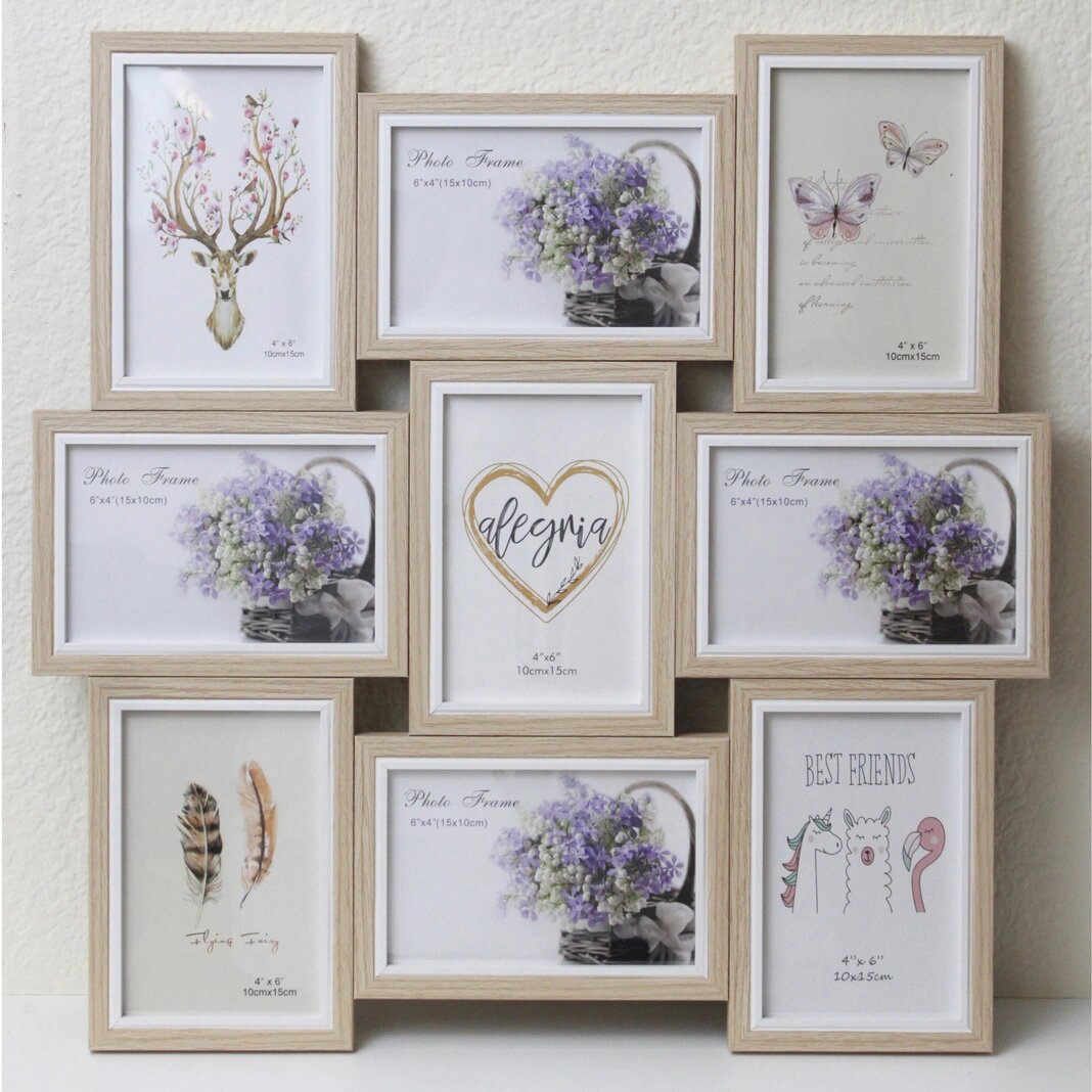 Фоторамка настенная «Ella» на 9 фото 10х15 см, цвет белый, МДФ и пластик, для создания коллажа