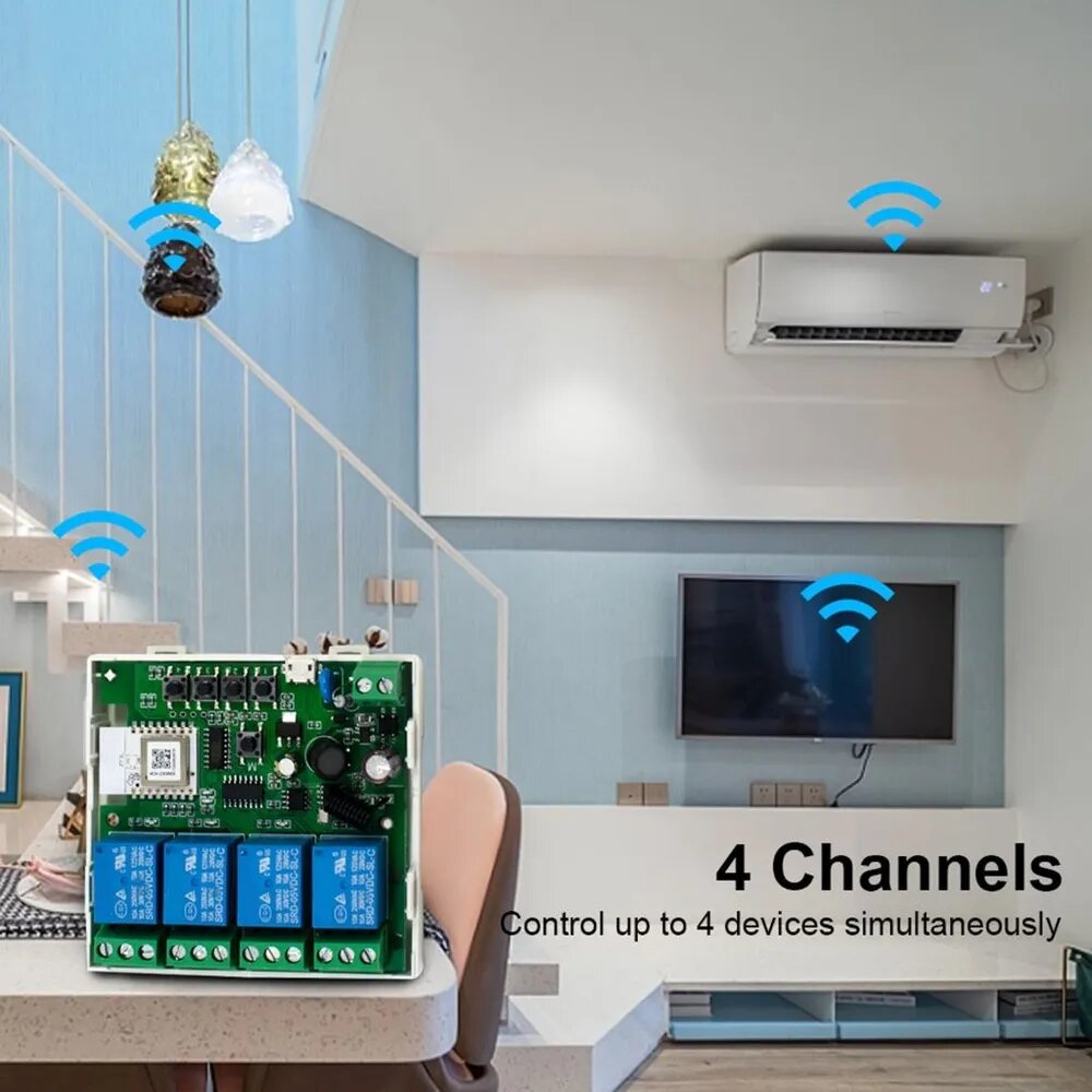 Tuya smart Switch 220V WIFI модуль 4CH — фото 1