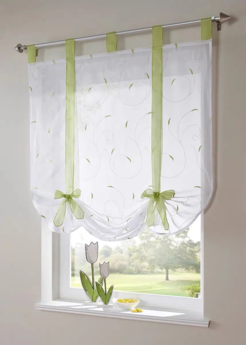 Однотонные римские шторы из полиэстера 1 шт. W120cm x H140cm, Green