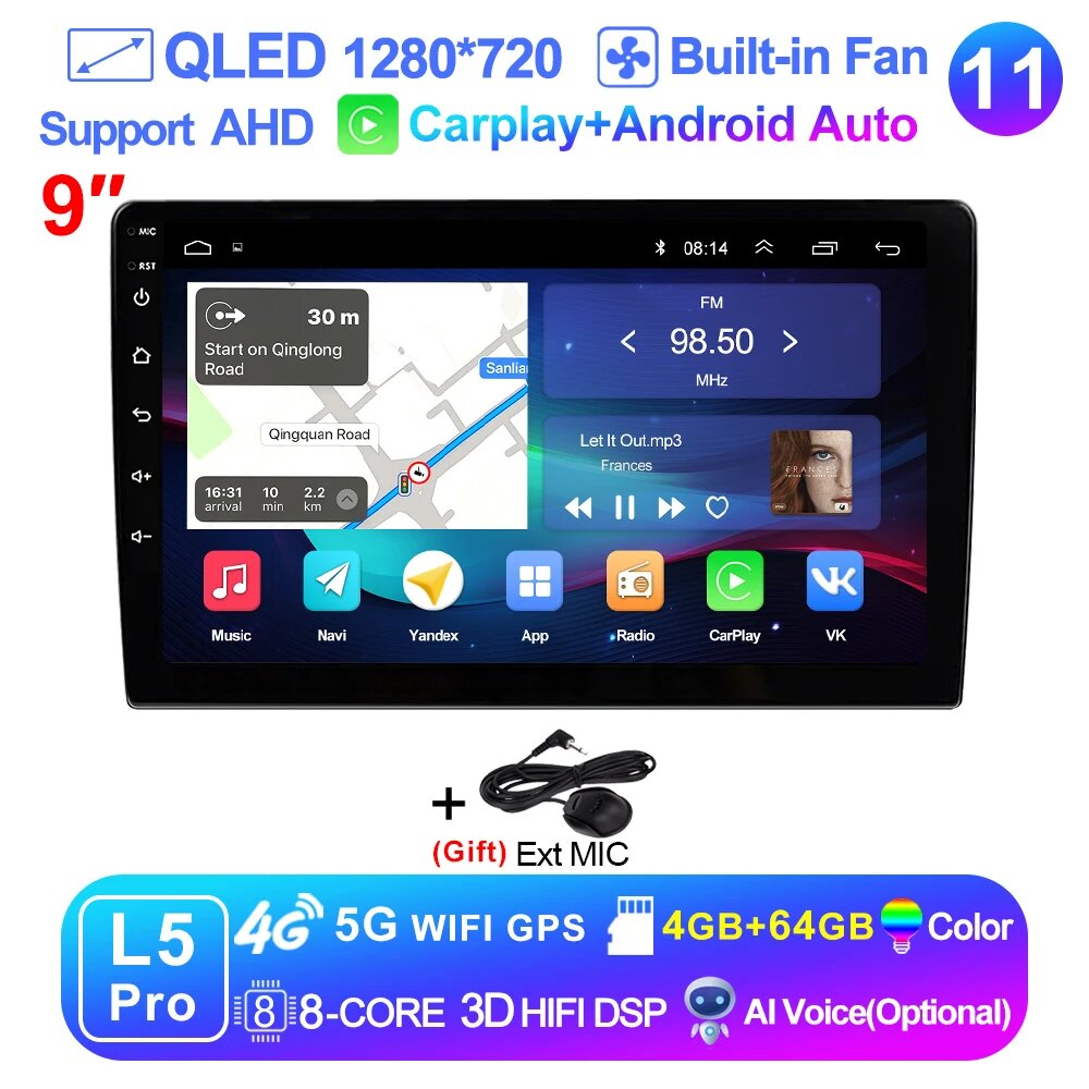 7/9/10 '2 Din Android 14 авто автомобильный радиоприемник мультимедийное видео универсальный стерео Carplay gps для Volkswagen Nissan Hyundai Kia toyota
