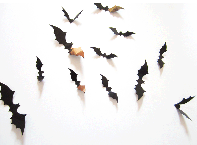 Декор для стен «Летучие мыши», 12 штук наклеек 3D для Хэллоуина, декоративные стикеры для дома, 4 размера, водонепроницаемые черные летучие мыши для оформления комнаты