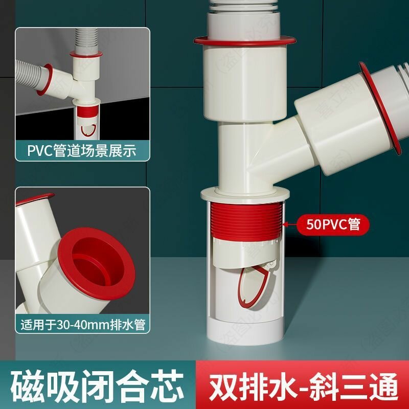 Труба для слива стиральной машины, трехходовое устройство для предотвращения обратного потока и запаха, слив для раковины, трехходовой двухвходной разделитель для дренажной трубы