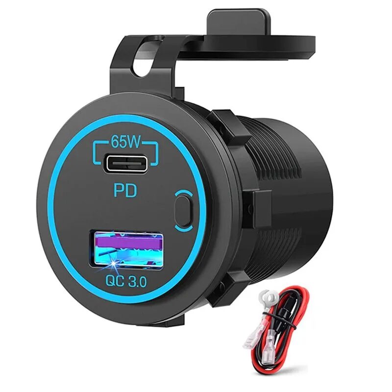 65W PD 12V USB-розетка для ноутбука C Автомобильное зарядное устройство