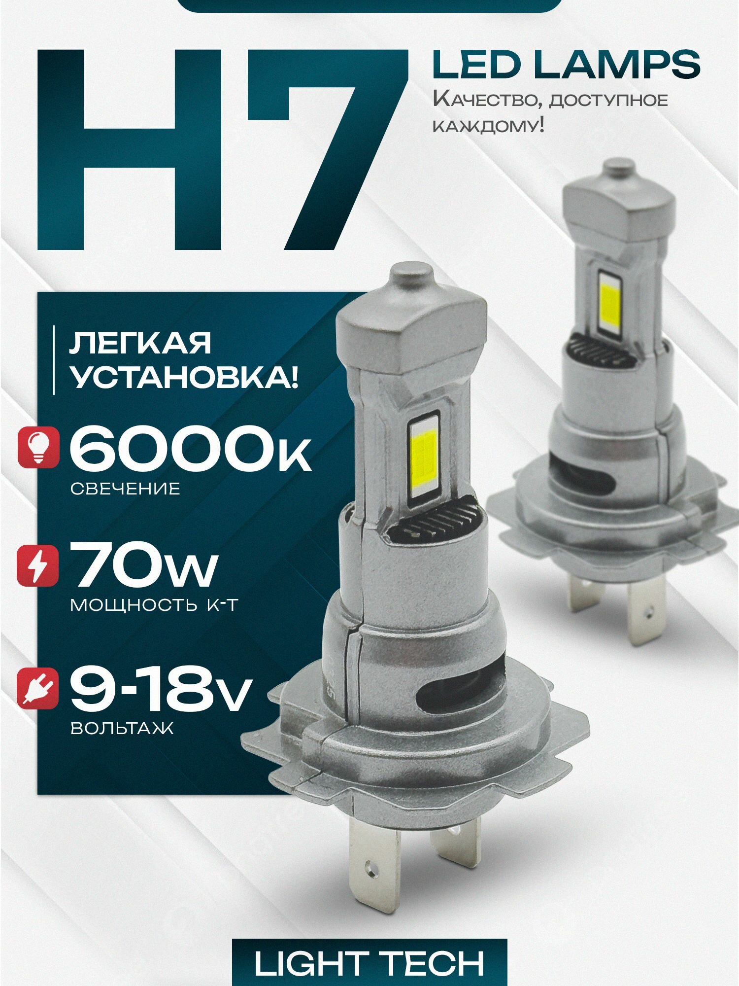 Светодиодные лампы в фары Viper Air PRO H7 для Lada Largus 2 / Лампы LED Н7 Лада Ларгус 2