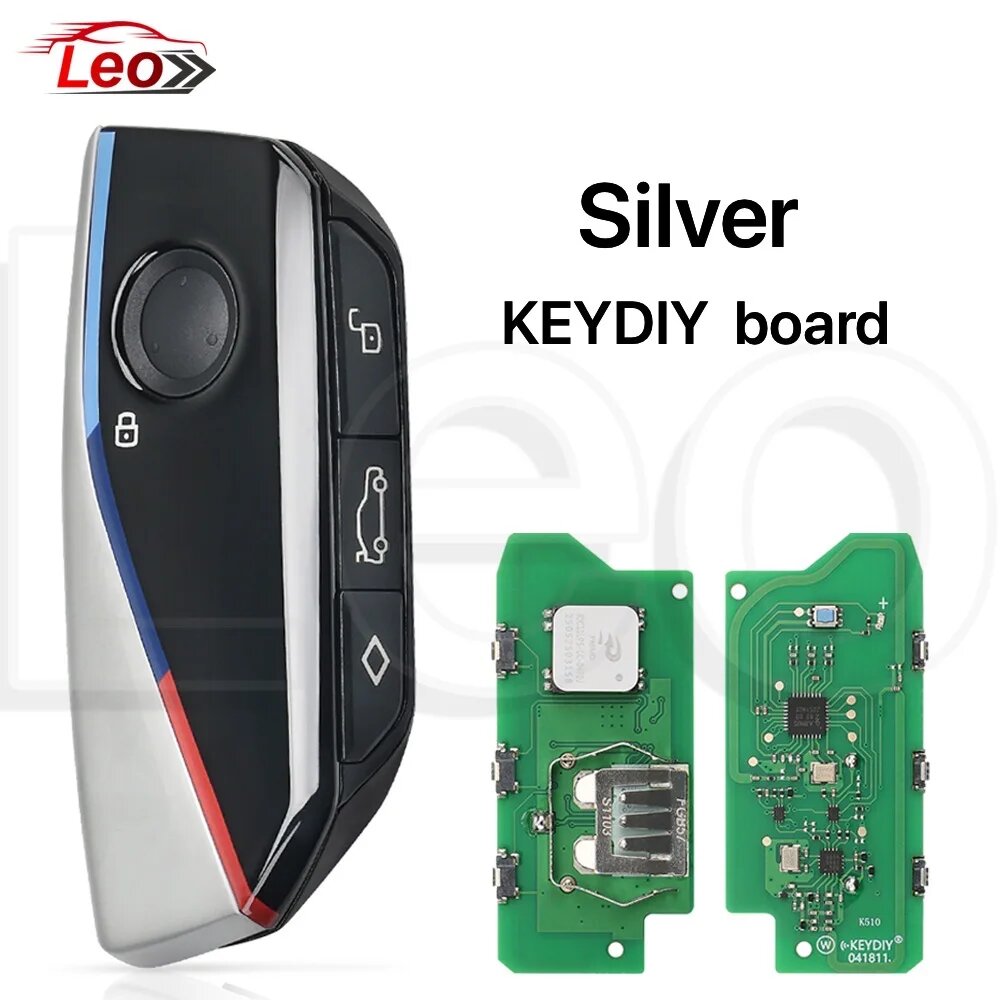 Leo KEYDIY-PCB для BMW F G шасси автомобильный ключ 315/433/434 МГц 49чип для BMW CAS4 CAS4 + FEM/BDC2/3 G01 G02 G08 G30 G31 G38 1 3 5 7 Silver, G-Korea 433.92MHz