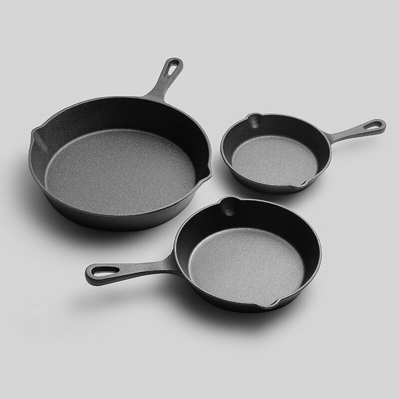 Набор из трех чугунных сковородок, домашняя старинная чугунная сковорода, набор сковородок без покрытия и антипригарным покрытием для домашнего использования, доступен дропшиппинг