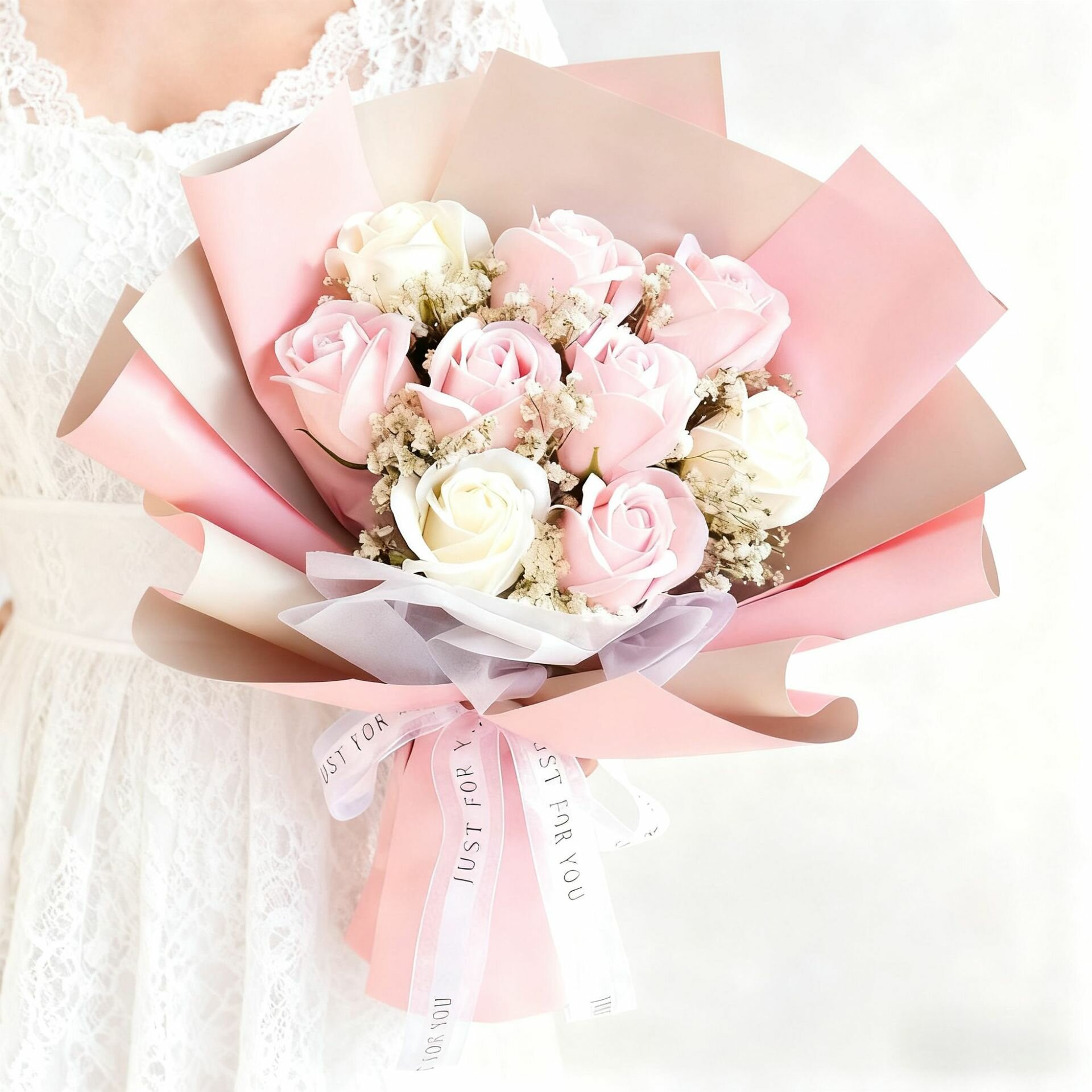 Дробленый лед, голубая роза, вечный цветок, гипсофила, сухой букет, подарок на Qixi, Рождество, День святого Валентина, день рождения для девушки