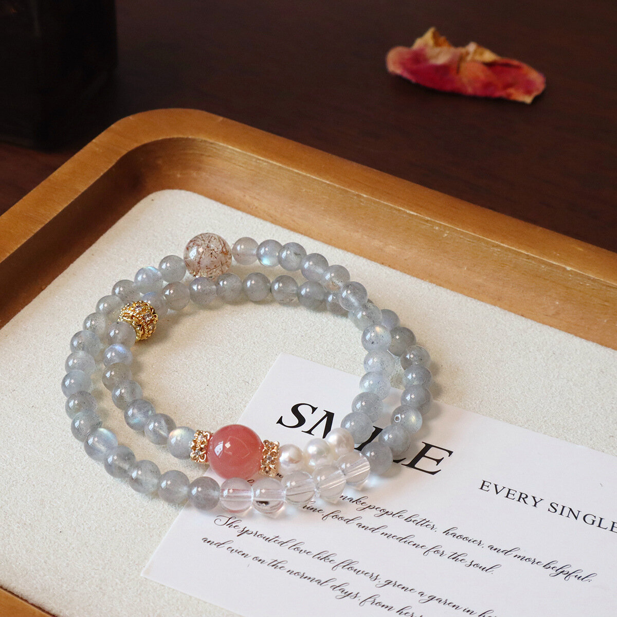 Браслет для гадания, YM Mall из аквамарина с плетением Привлечение свежести и удачи