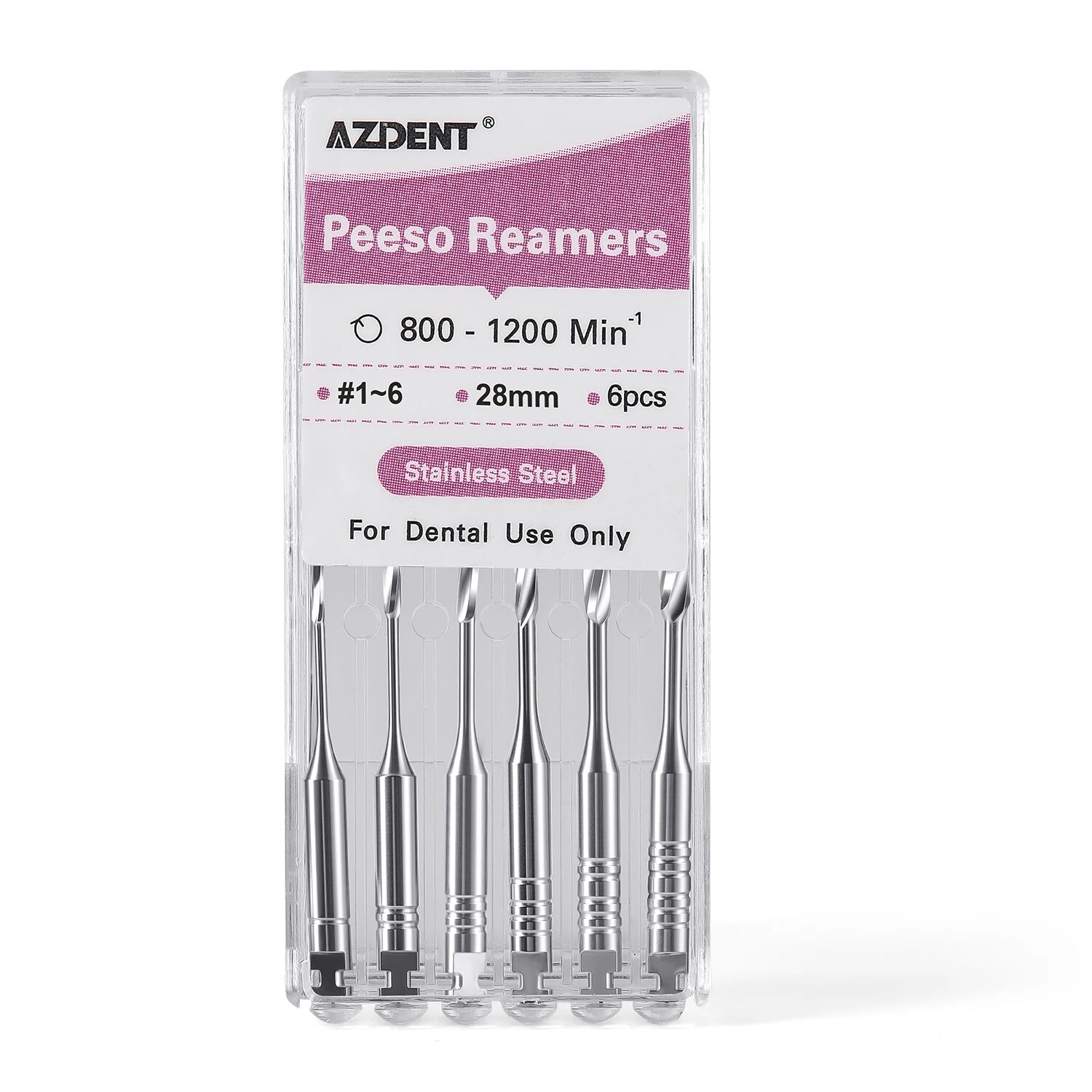 Набор эндодонтических файлов Azdent Peeso, Reamers, Glidden 28/32 мм #1-6 Peeso 28mm 1-6