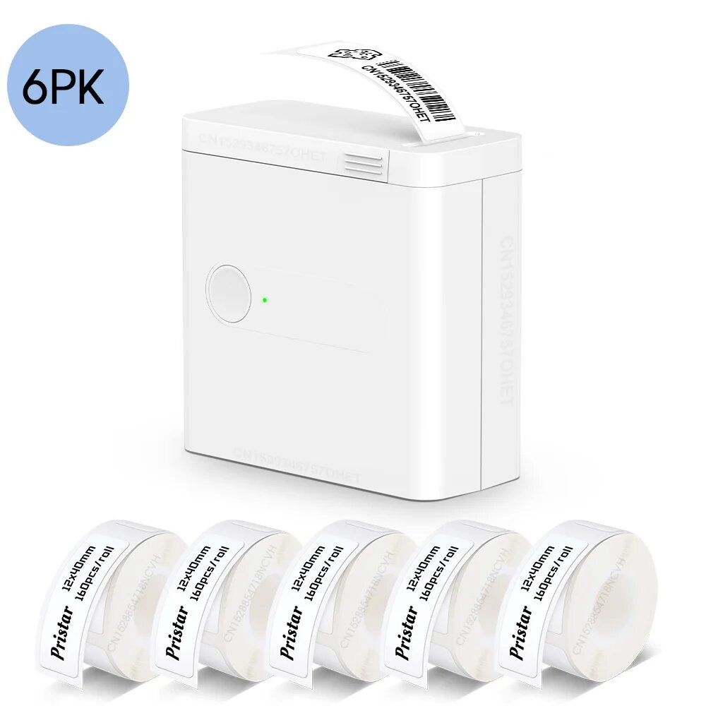 Бесчернильный мини-принтер Портативный принтер D12 Аналогичный к термопринтеру этикеток Q30 Беспроводной принтер Stciker или 3PK 12 ~ 15 мм ленты для этикеток