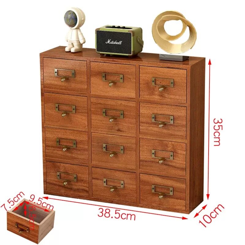 Деревянный настольный ящик для хранения ювелирных изделий, канцелярский винтажный шкаф для хранения 38.5cm
