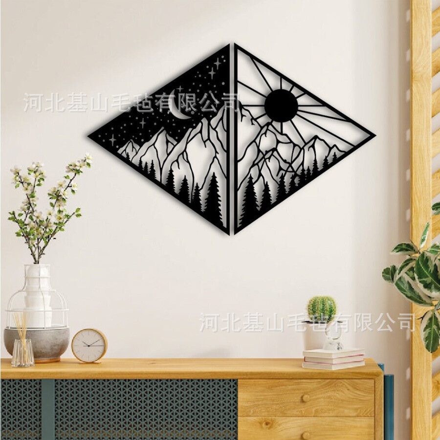 Настенное украшение в виде геометрического солнца, больших размеров, в стиле «закат», для гостиной и спальни, подвесное