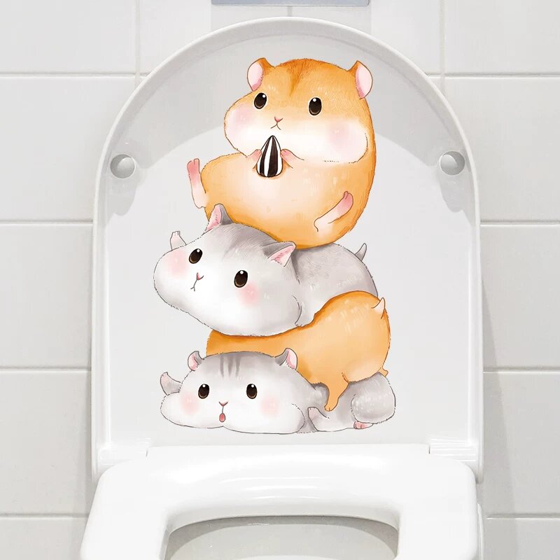Водонепроницаемые наклейки для туалета для ванной комнаты, съемные милые мультяшные аниме, украшение для ванной
