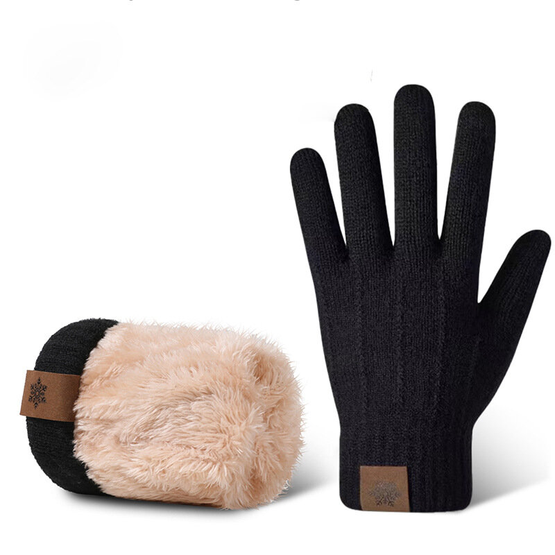 2026 Новейшие теплые перчатки, новые с флисовой подкладкой, утолщенные арктические флисовые зимние перчатки с сенсорным экраном, вязаные перчатки для мужчин, наружные, двухслойные, ветрозащитные