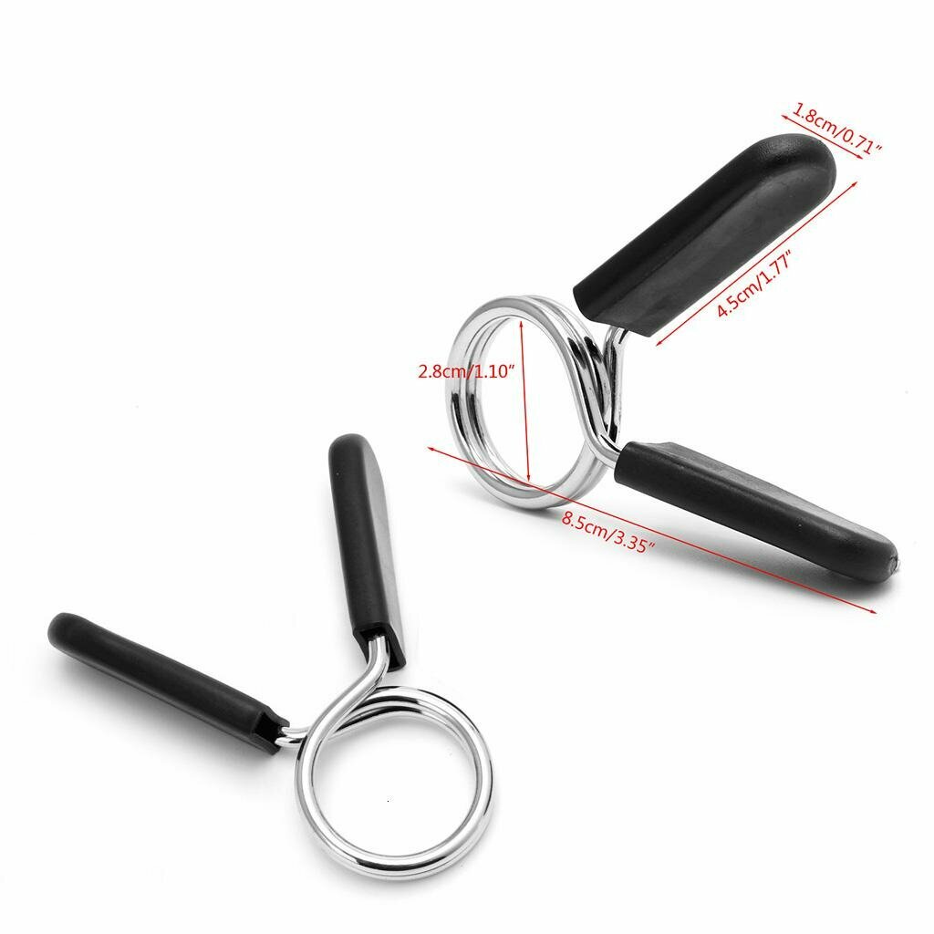 Зажимы-фиксаторы для гантелей и штанги, 28 мм, Серебро