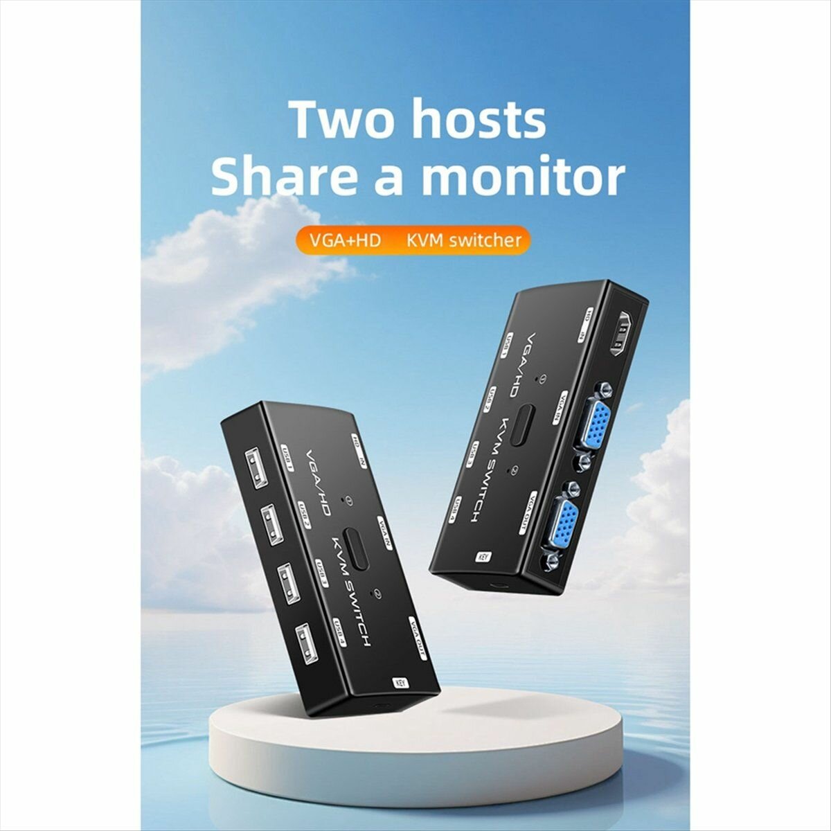 KVM-переключатель. Совместимый с VGA+HDMI KVM-переключатель 1080P с портом USB 2.0.