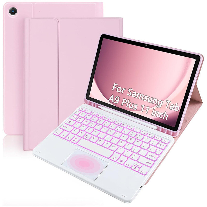 Samsung Tab A9 Plus 11-дюймовый SM-X210/X216/X218 Сенсорная подсветка Bluetooth Клавиатура 216 Слот для ручки Кожаный чехол Силиконовый