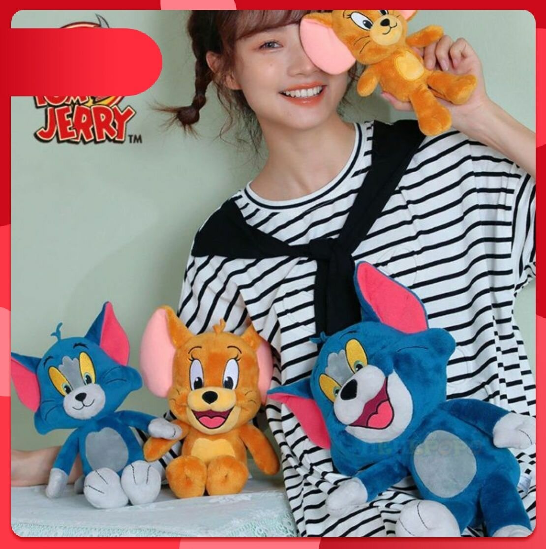 Эксклюзивный набор плюшевых персонажей Том и Джерри, 45 см и 23 см-liu1978