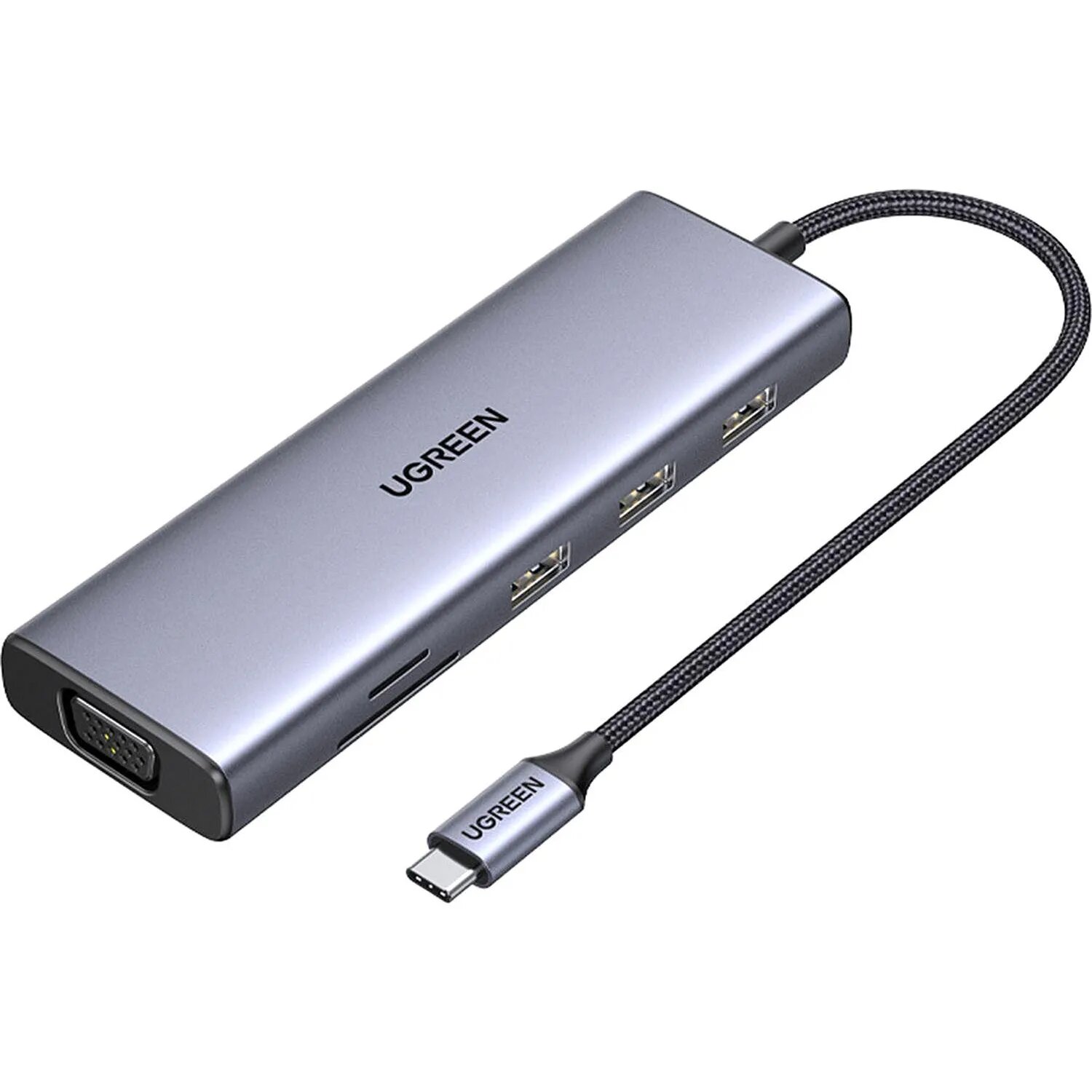 Разветвитель UGREEN CM498 (15600) USB-C to 3xUSB-A TF SD VGA RJ45 HDMI