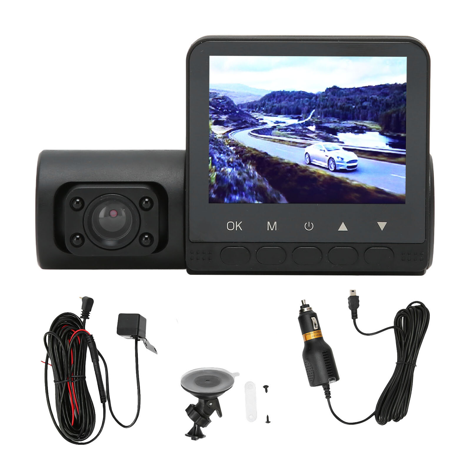 2,4 дюйма 3 канала Dash Cam 1080p Трехчасовая тройная камера ночной камеры.
