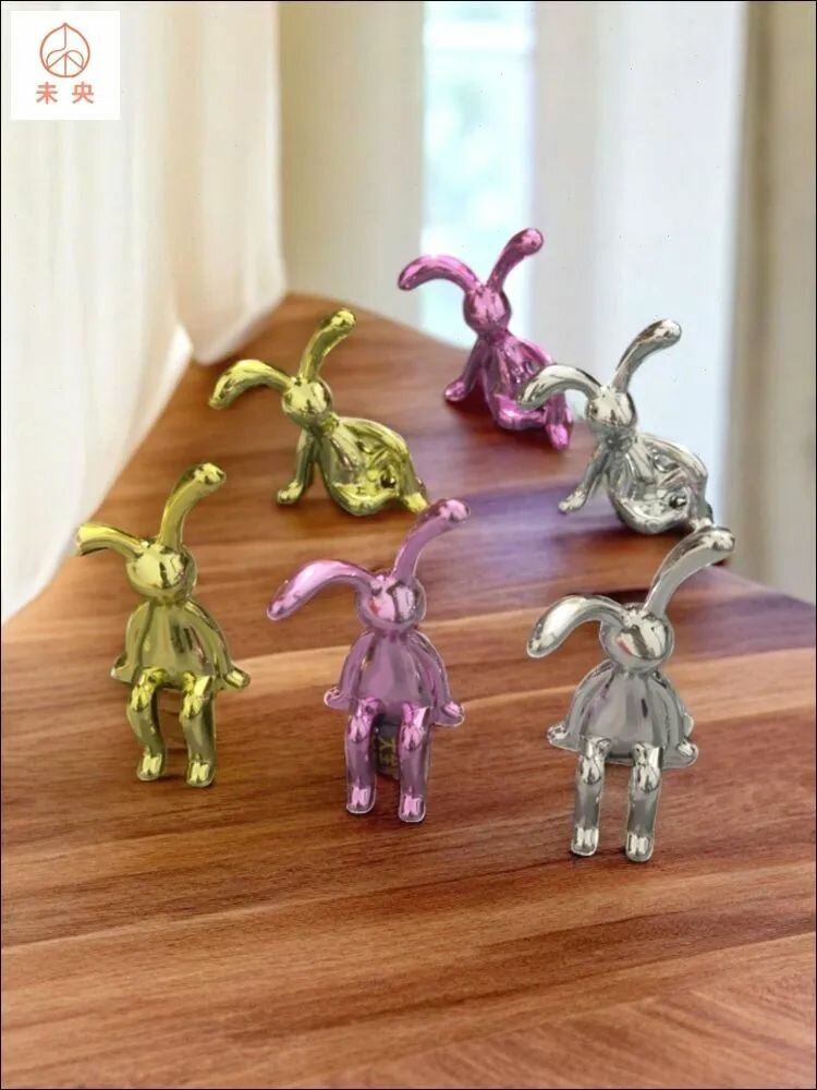 Фигурка декоративная "Кролик", золотистая, фиолетовая, серебристая, 8,5 см