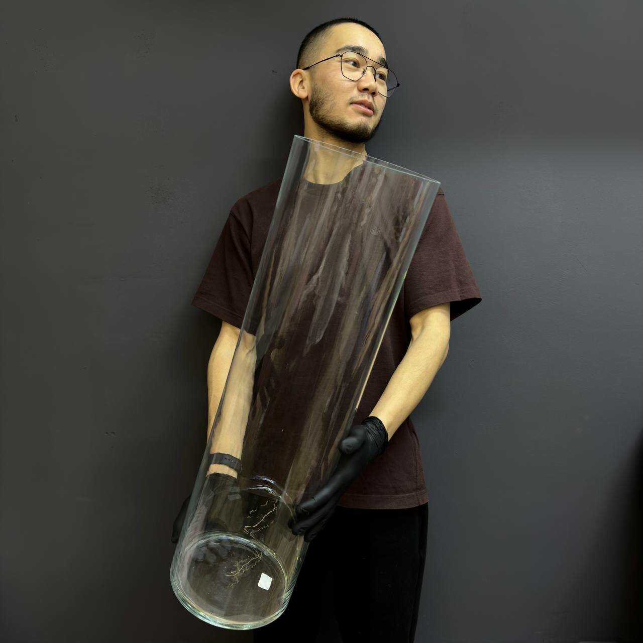 Стеклянная ваза-колба, для больших букетов, D20 x H70, доставка