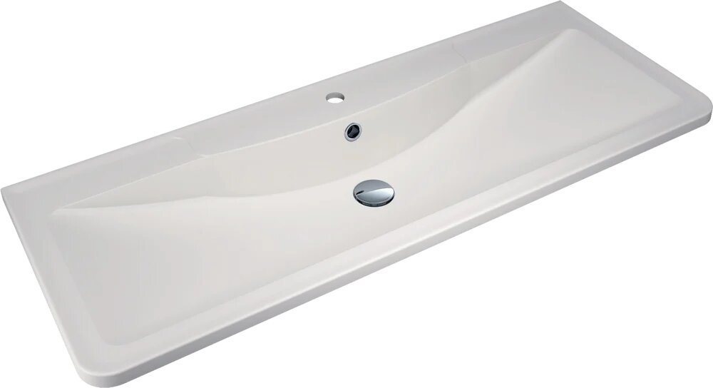 Мебельная раковина Florentina Аллегро 120 накладная, из литьевого мрамора, белая, матовая, раковина для ванной, прямоугольная