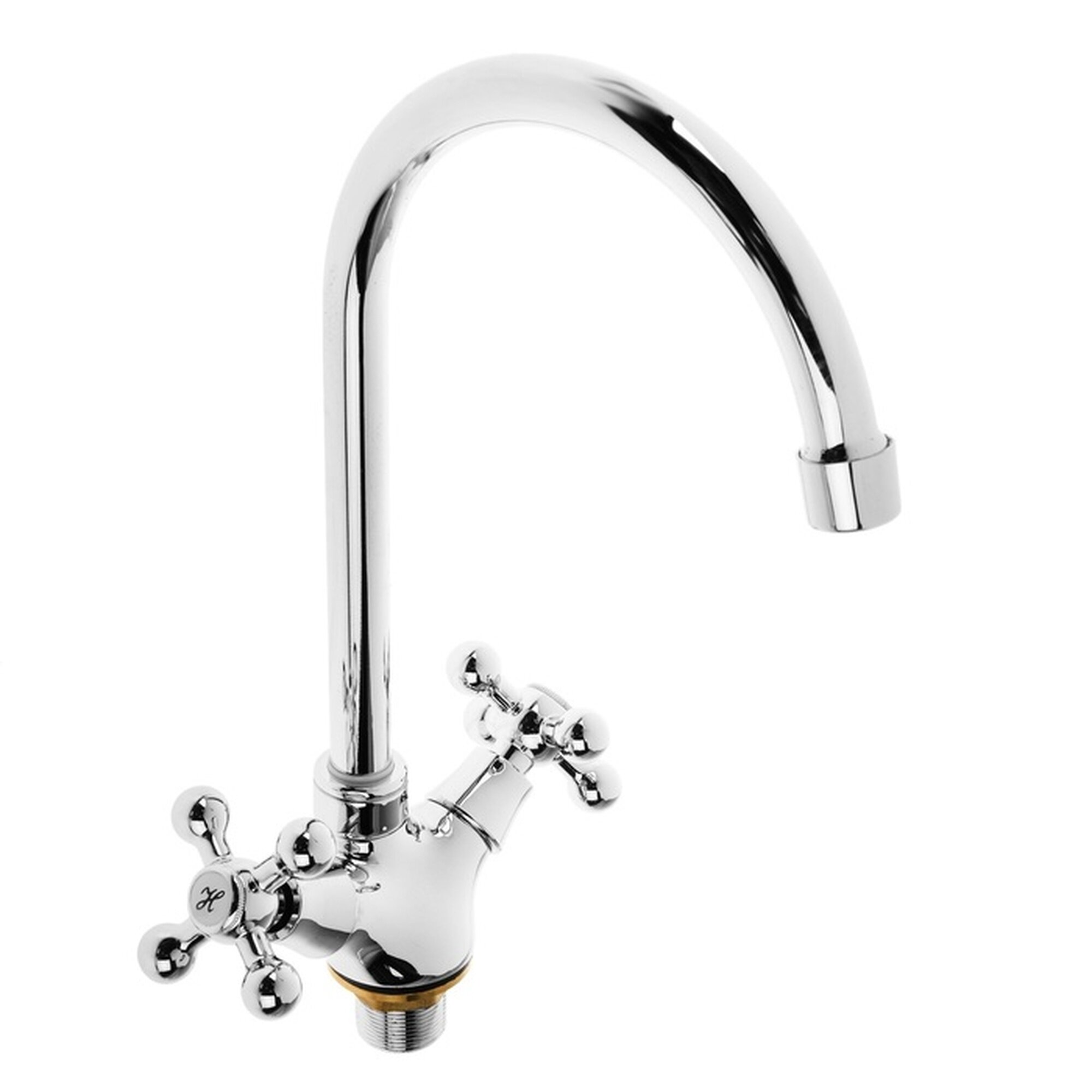 Cмеситель для кухни Accoona A4971, двухвентильный, с гайкой, латунь, хром 3114379