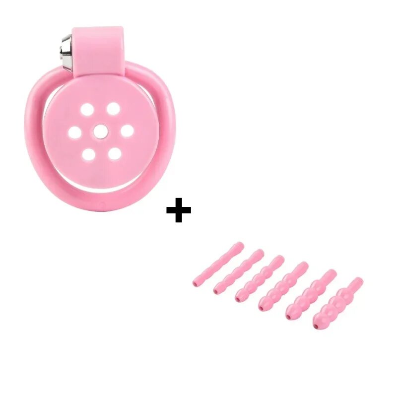 Высококачественная плоская клетка целомудрия с уретральным катетером размера 6 3-Pink-6 tube