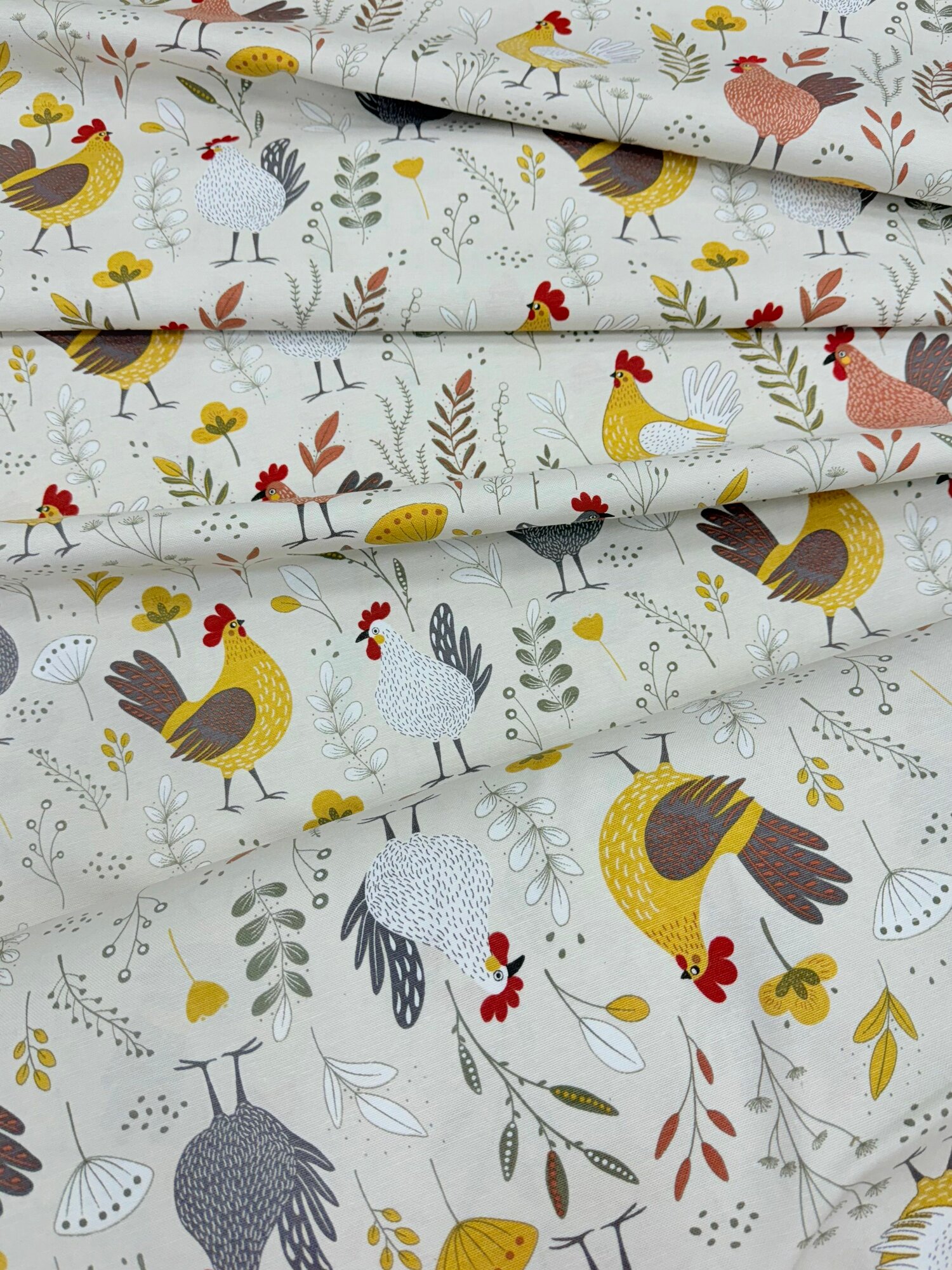 Ткань водоотталкивающая 150*180 DUCK с пропиткой Курочки на лугу