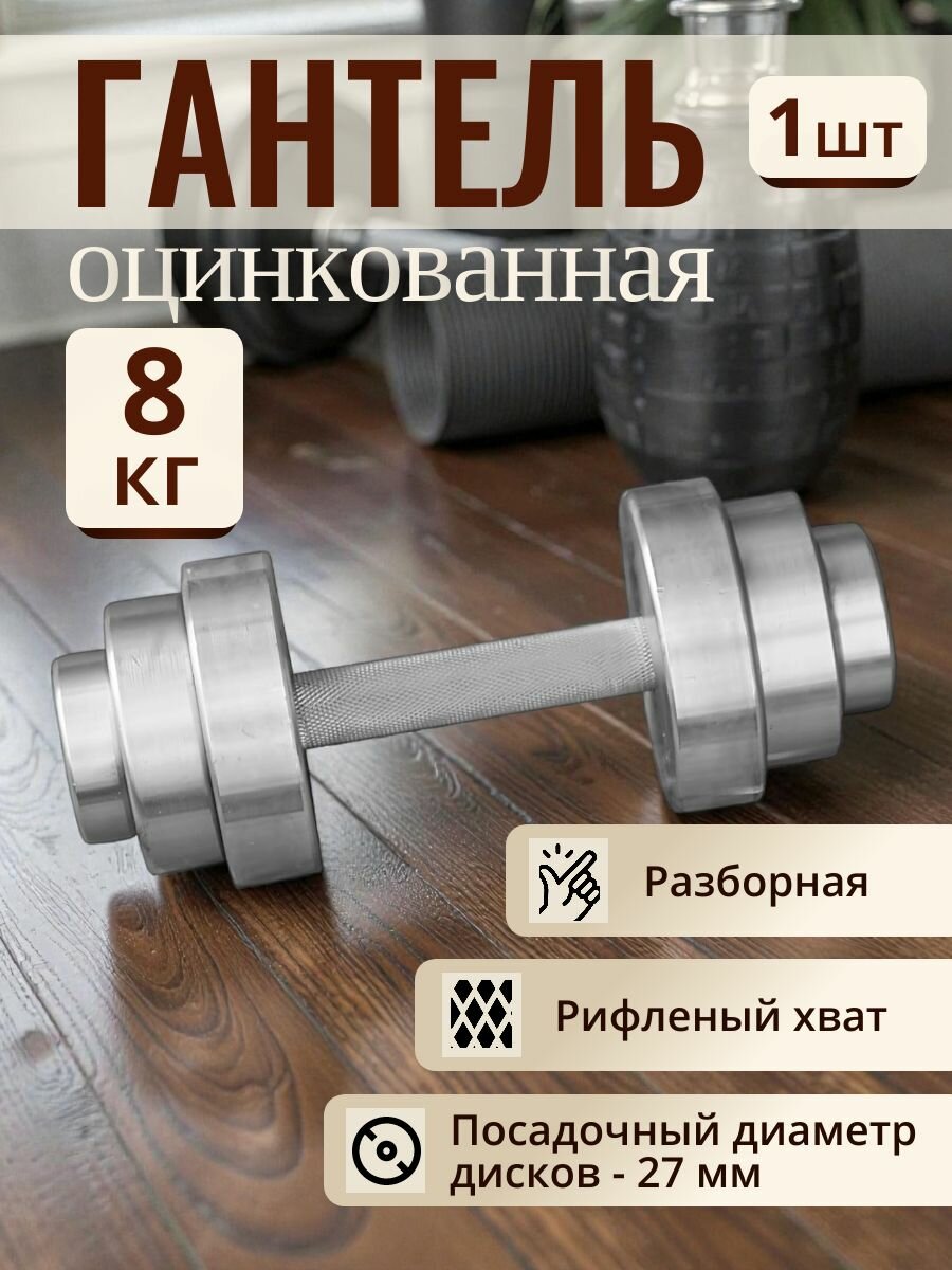 Гантель разборная оцинкованная 8 кг