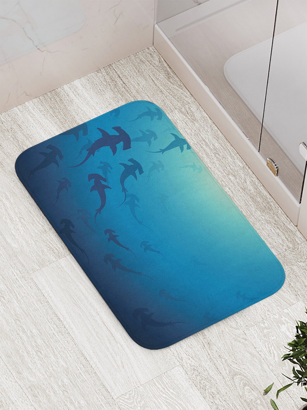 Коврик для ванной комнаты, туалета "Рыбы молоты" противоскользящий, 52х77 см, JoyArty