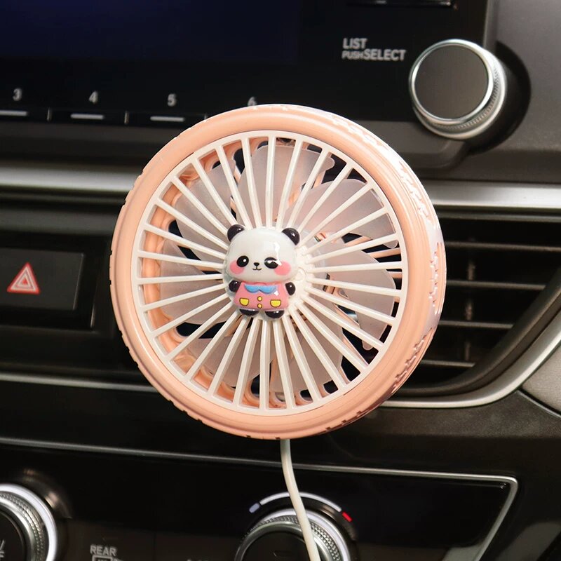 Розовый панда розовый автомобильный вентилятор с USB тихая сильная подача воздуха портативный