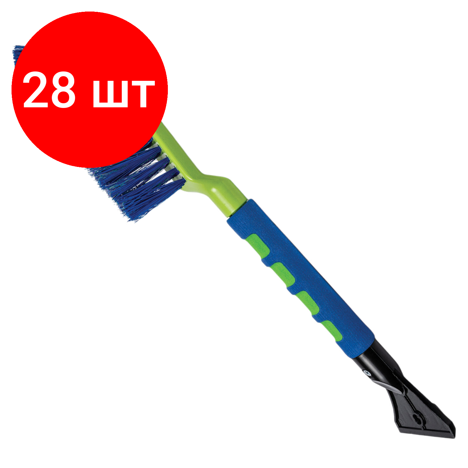 Комплект 28 шт, Щетка со скребком для снега автомобильная, мягкая щетина, 42.5 см, OKTAN, А3-01-03