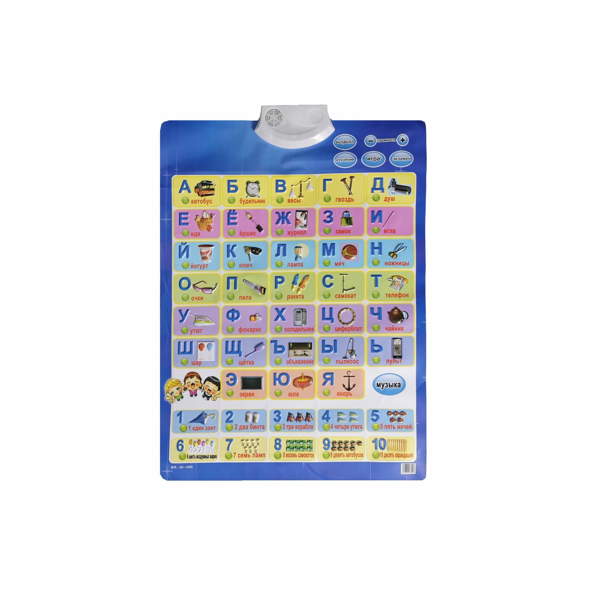 Обучающий интерактивный плакат "алфавит" / Музыкальный говорящий планшет на стену для малышей