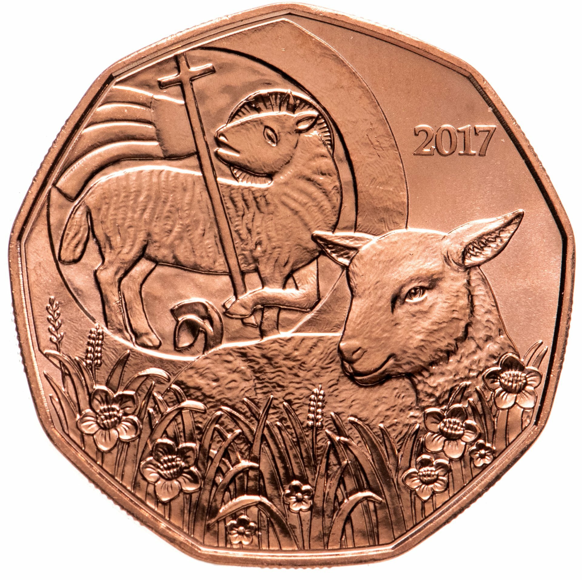 Австрия 5 евро 2017 "Пасхальный агнец", Медь, в сохранности UNC
