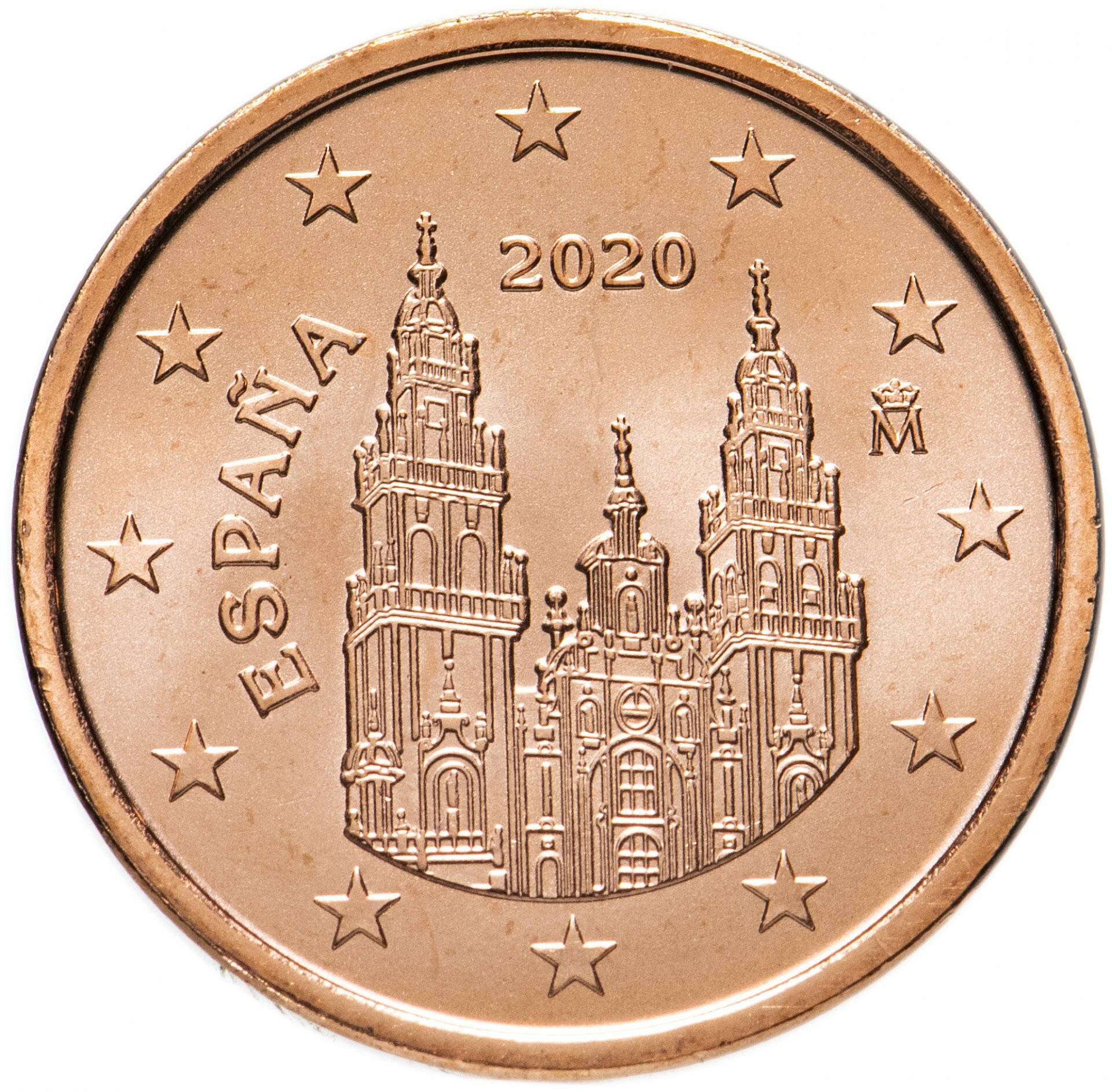 Испания 5 евроцентов 2020, Сталь, в сохранности UNC