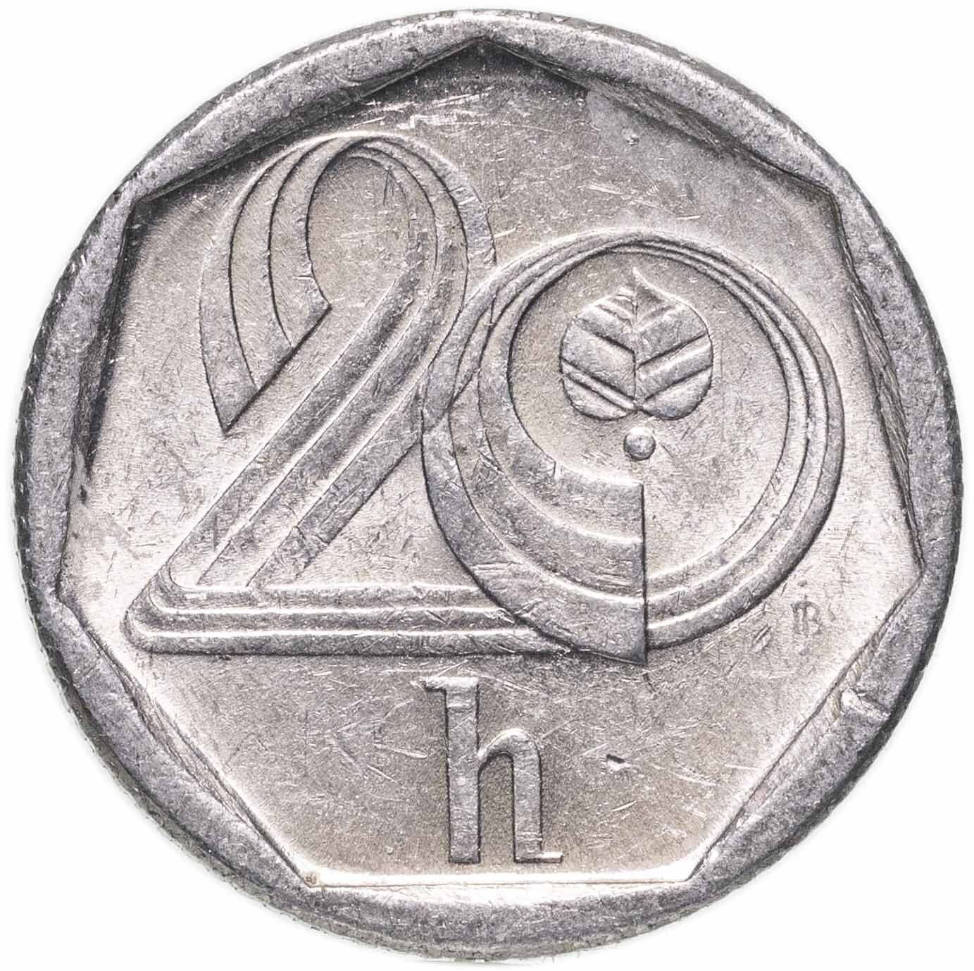 Чехия 20 геллеров 1995, Алюминий, в сохранности AU-UNC