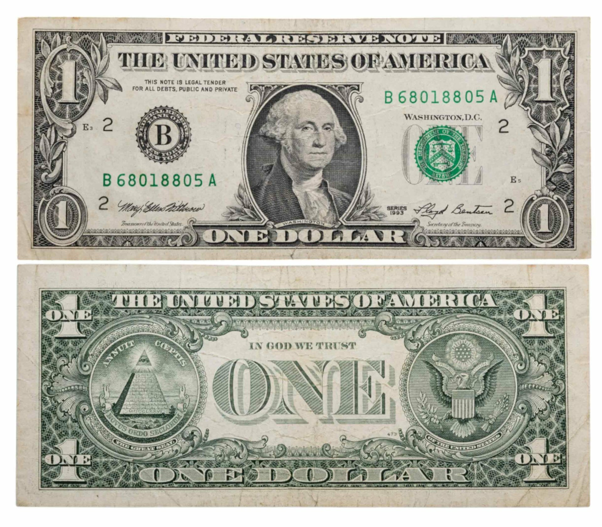 США 1 доллар 1993 год Pick 490а B-Нью Йорк