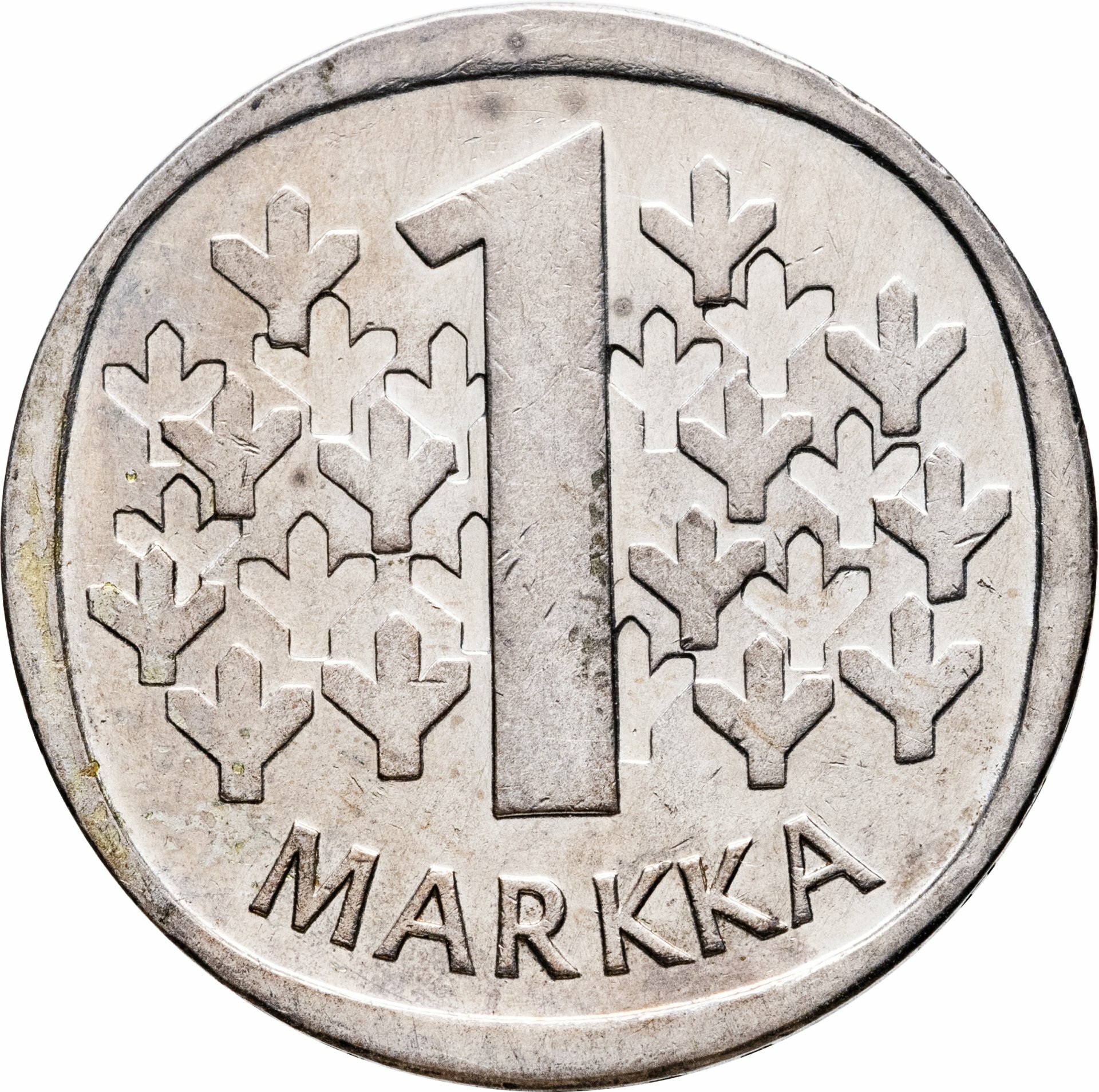 Финляндия 1 марка markka 1966 S, Серебро 350, в сохранности AU