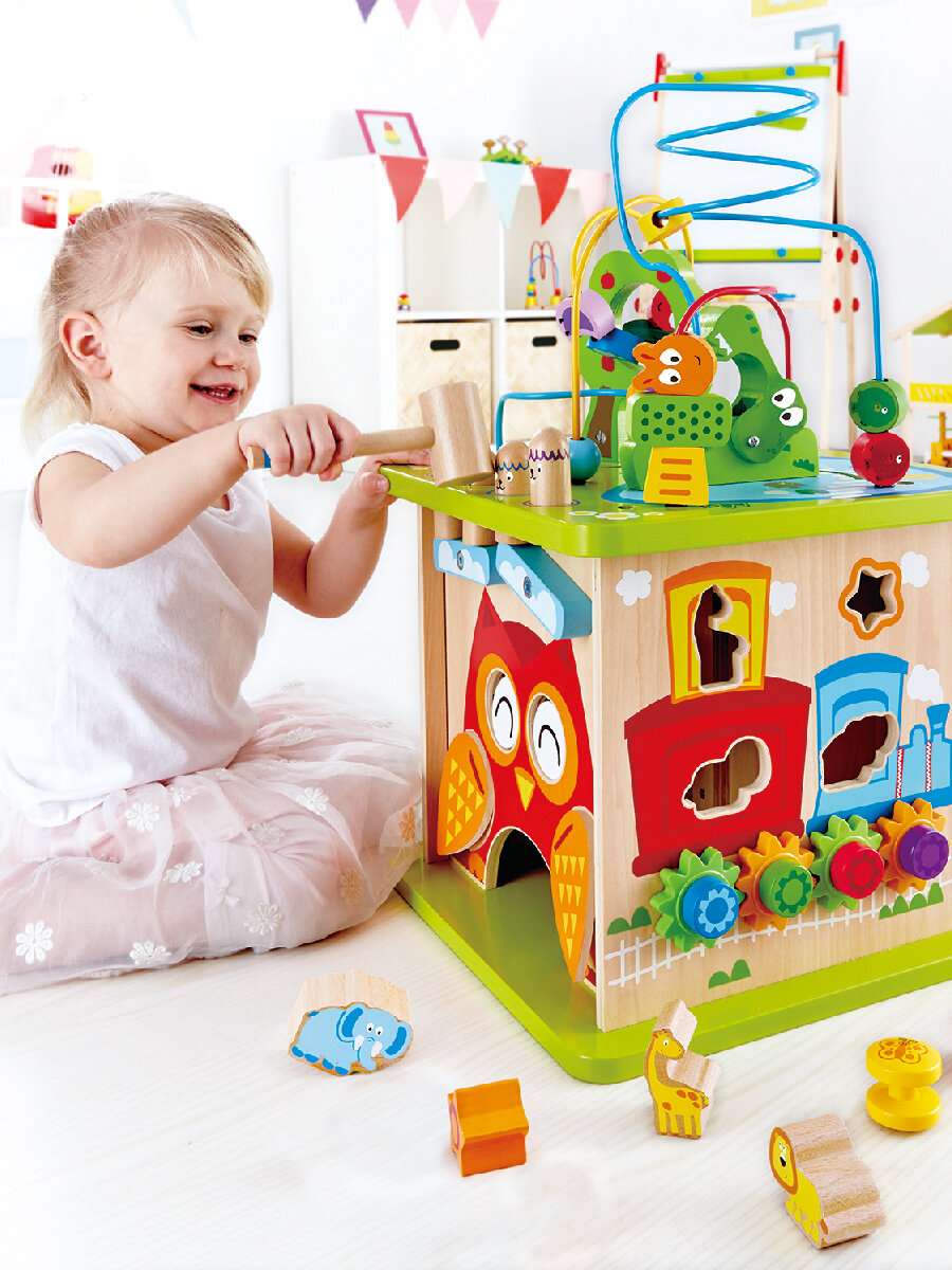Бизиборд деревянный детский развивающий Hape "Сафари", E8341_HP