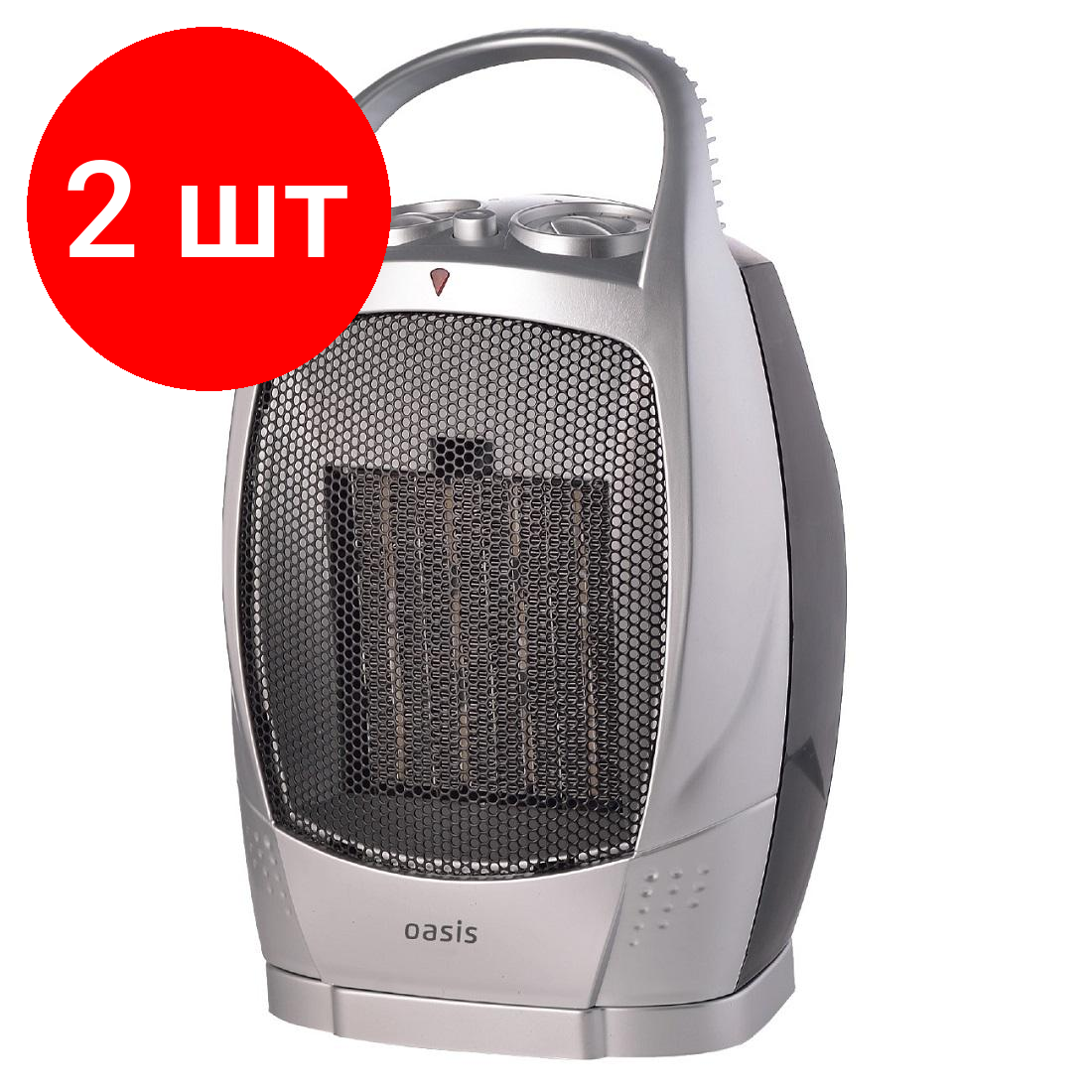 Комплект 2 шт, тепловентилятор 1500ВТ (750/1500ВТ) 2РЕЖИМА ПЛ об 20КВ М керамика IP20 OASIS